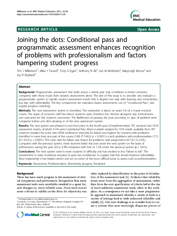 (PDF) Joining the dots: Conditional pass and programmatic assessment ...