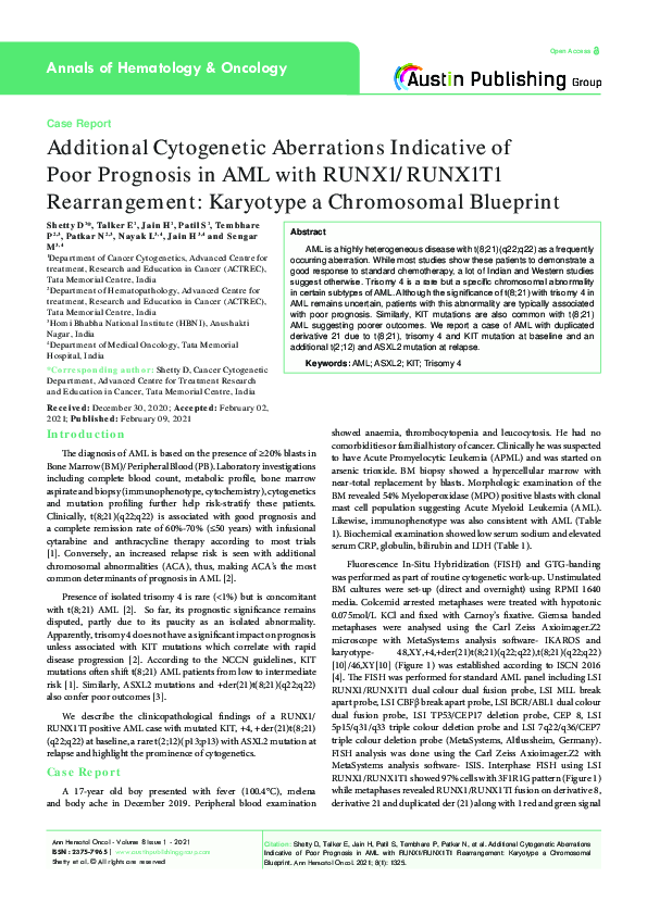 (PDF) Additional Cytogenetic Aberrations Indicative of Poor Prognosis in AML with RUNX1/RUNX1T1 ...