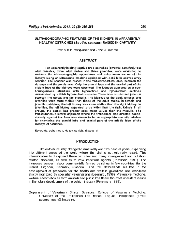 (PDF) ULTRASONOGRAPHIC FEATURES OF THE KIDNEYS IN APPARENTLY HEALTHY ...