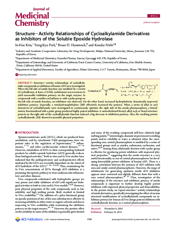 (PDF) Structure−Activity Relationships of the Cycloalkanol Ethylamine ...