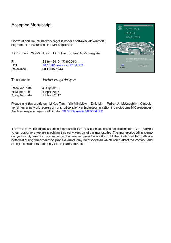 Pdf Convolutional Neural Network Regression For Short Axis Left 3503
