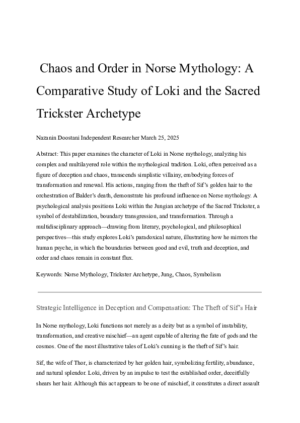 (PDF) Chaos and Order in Norse Mythology: A Comparative Study of Loki ...