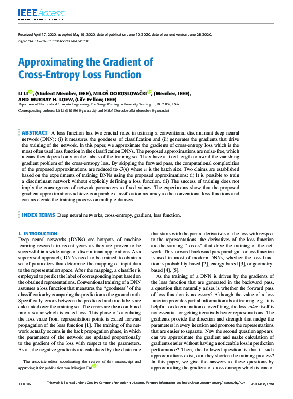 (PDF) Approximating the Gradient of Cross-Entropy Loss Function