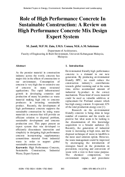 (PDF) Role of High Performance Concrete In Sustainable Construction: A ...
