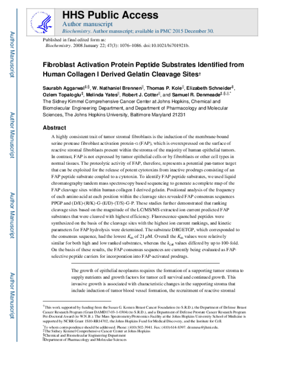 (PDF) Fibroblast Activation Protein Peptide Substrates Identified from ...