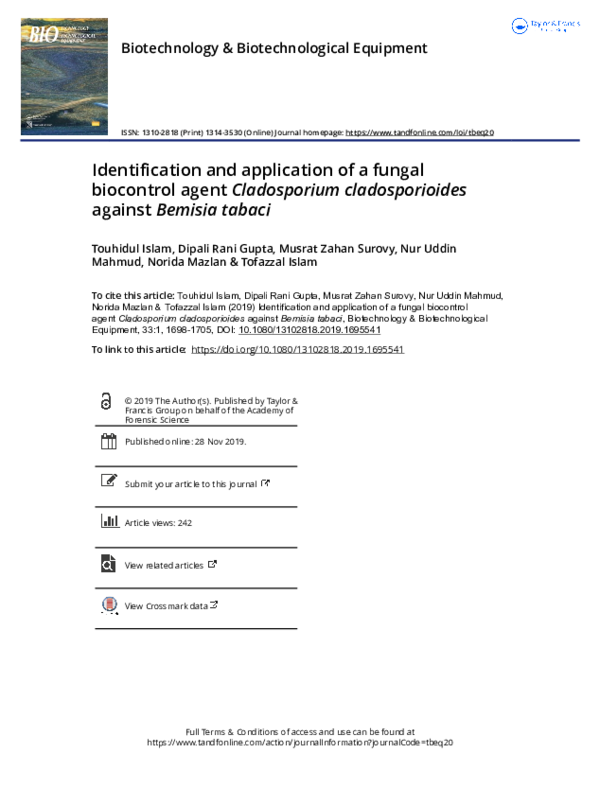 (PDF) Identification and application of a fungal biocontrol agent ...