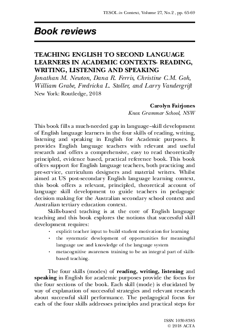 (PDF) Teaching English to Second Language Learners in Academic Contexts ...