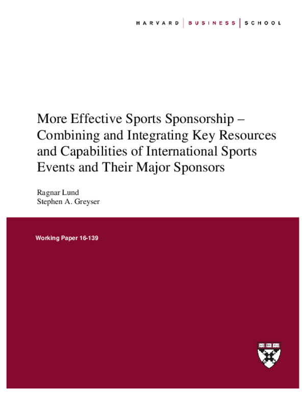 (PDF) More Effective Sports Sponsorship—Combining and Integrating Key ...