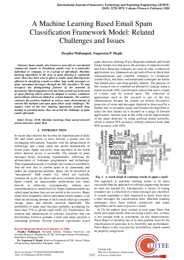 (PDF) A Machine Learning Based Email Spam Classification Framework ...