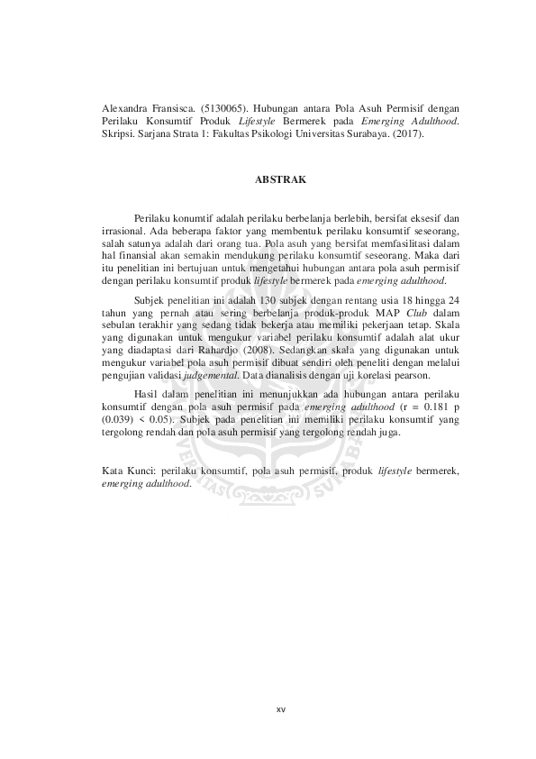 (PDF) Hubungan antara Pola Asuh Permisif dengan Perilaku Konsumtif ...