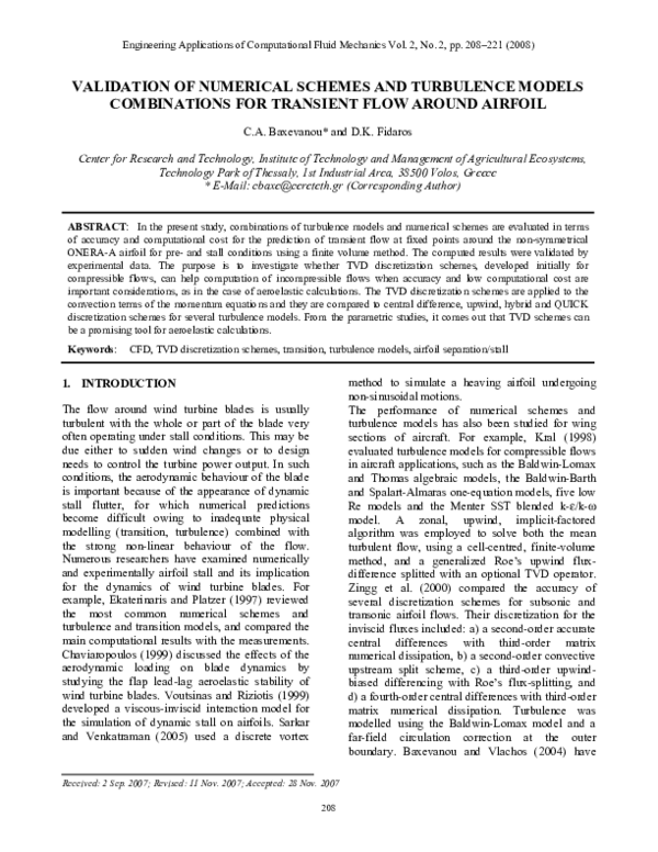 (PDF) Validation of Numerical Schemes and Turbulence Models Combinations for Transient Flow ...