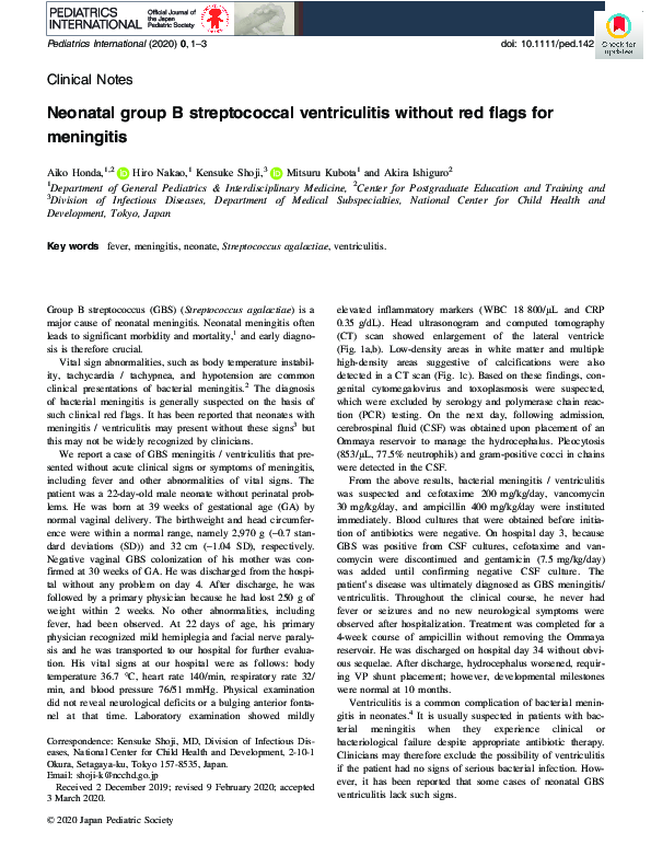 (PDF) Neonatal group B streptococcal ventriculitis without red flags ...