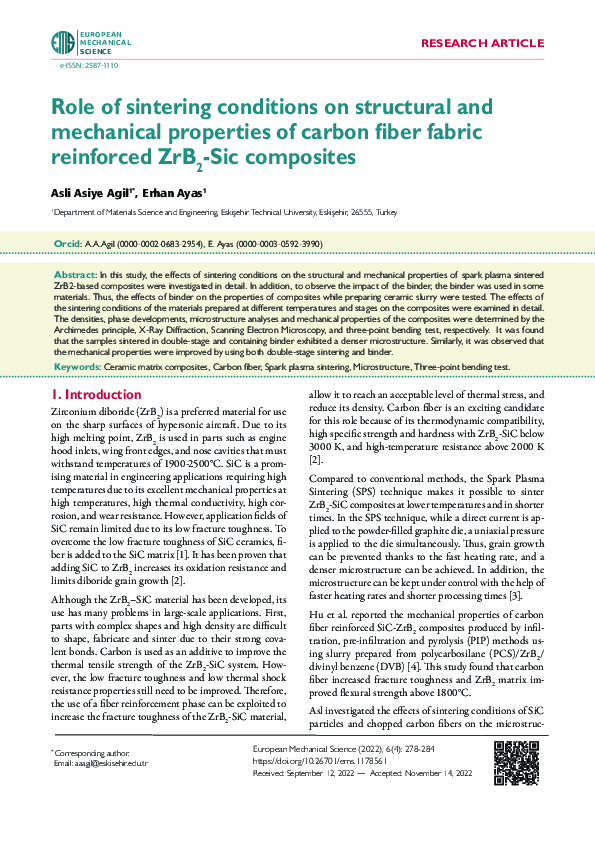 (PDF) Role of sintering conditions on structural and mechanical properties of carbon fiber ...