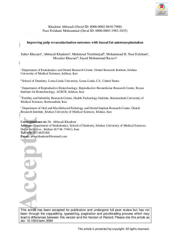 (PDF) Improving pulp revascularization outcomes with buccal fat ...