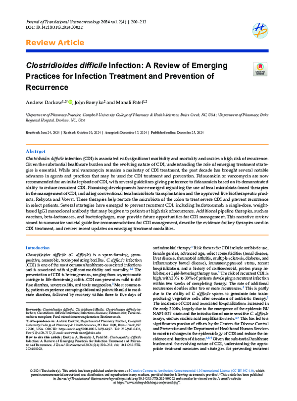 (PDF) Clostridioides difficile Infection: A Review of Emerging ...
