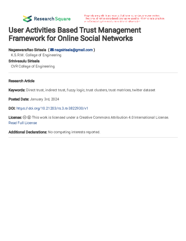 (PDF) User Activities Based Trust Management Framework for Online Social Networks