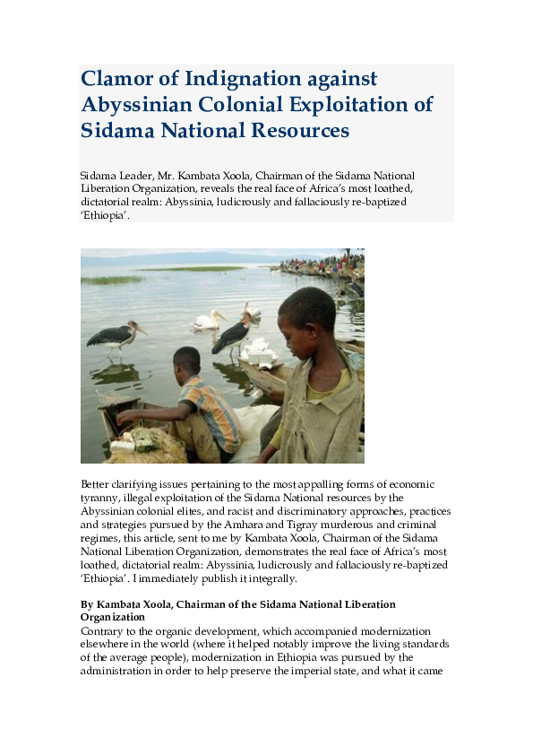 (PDF) Clamor of Indignation against Abyssinian Colonial Exploitation of ...