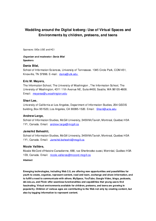 (PDF) Waddling around the digital iceberg: Use of virtual spaces and ...