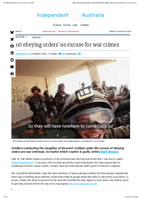 (PDF) Just obeying orders