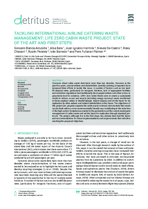 (PDF) Tackling International Airline Catering Waste Management: Life ...