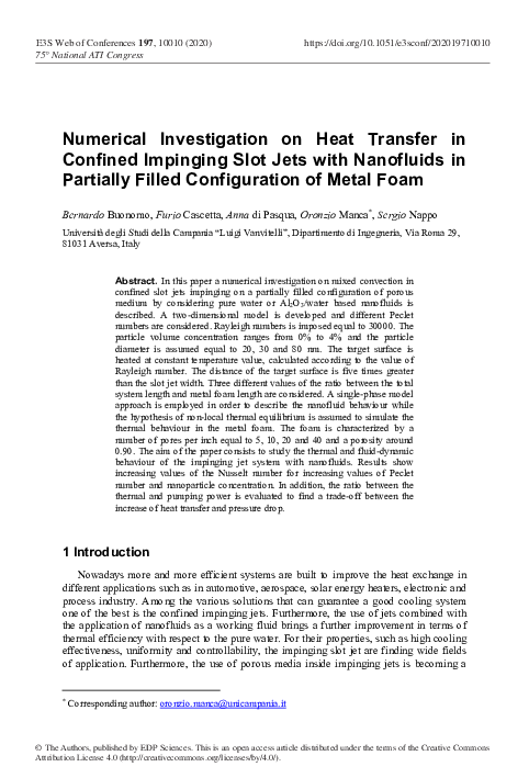 (PDF) Numerical Investigation on Heat Transfer in Confined Impinging Slot Jets with Nanofluids ...