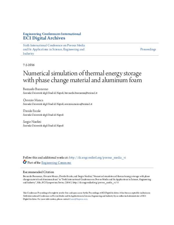 (PDF) Numerical simulation of thermal energy storage with phase change ...