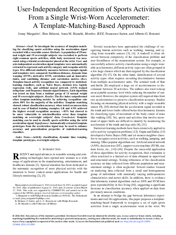 (PDF) User-Independent Recognition of Sports Activities from a Single Wrist-worn Accelerometer ...