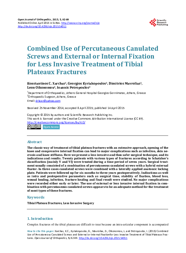 (PDF) Combined Use of Percutaneous Canulated Screws and External or ...