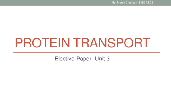 (PDF) Protein Transport (DSE-Unit 3)