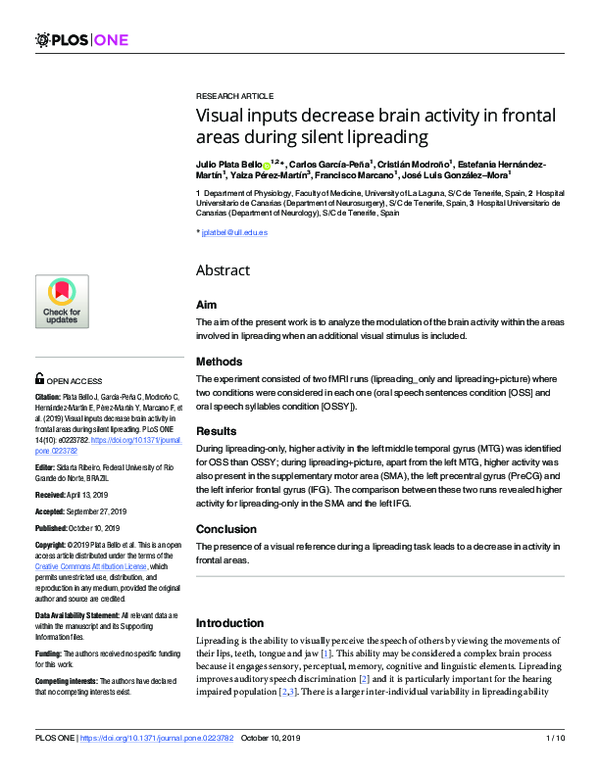 (PDF) Visual inputs decrease brain activity in frontal areas during ...