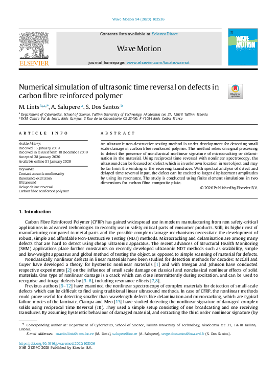 (PDF) Numerical simulation of ultrasonic time reversal on defects in ...