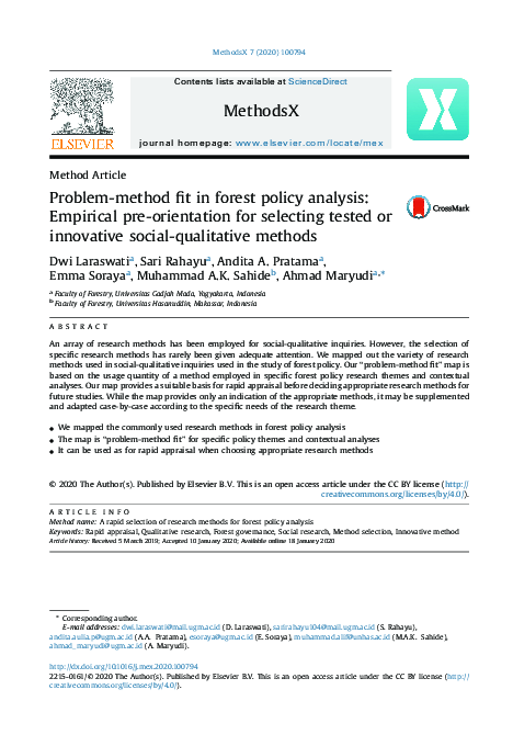 (PDF) Problem-method fit in forest policy analysis: Empirical pre ...