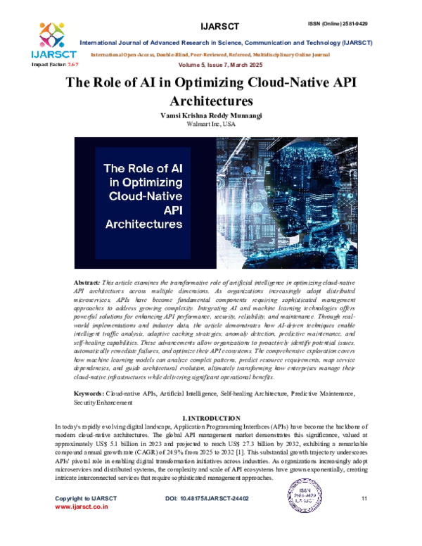(PDF) The Role of AI in Optimizing Cloud-Native API Architectures
