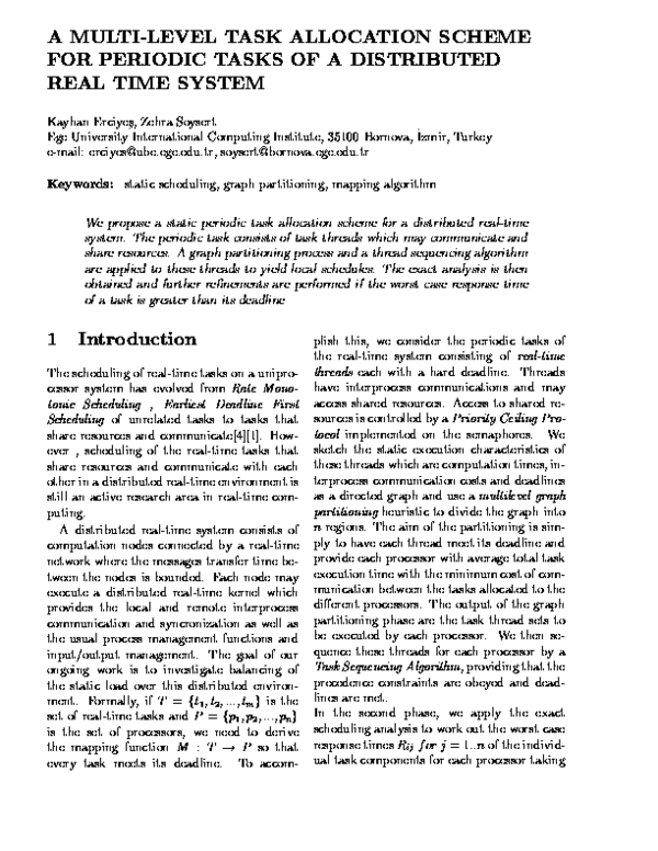 (PDF) A Multi-Level Task Allocation Scheme For Periodic Tasks Of A Distributed Real Time System