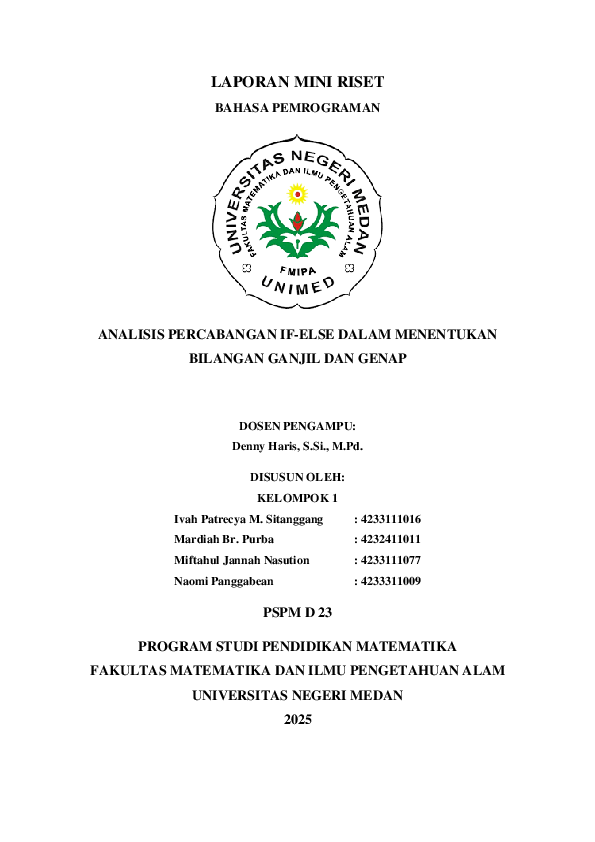(PDF) LAPORAN MINI RISET BAHASA PEMROGRAMAN ANALISIS PERCABANGAN IF-ELSE DALAM MENENTUKAN ...