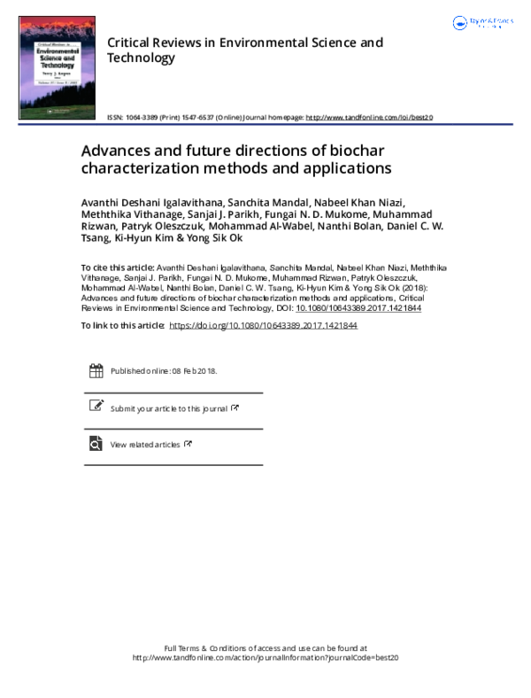 (PDF) Advances and future directions of biochar characterization ...