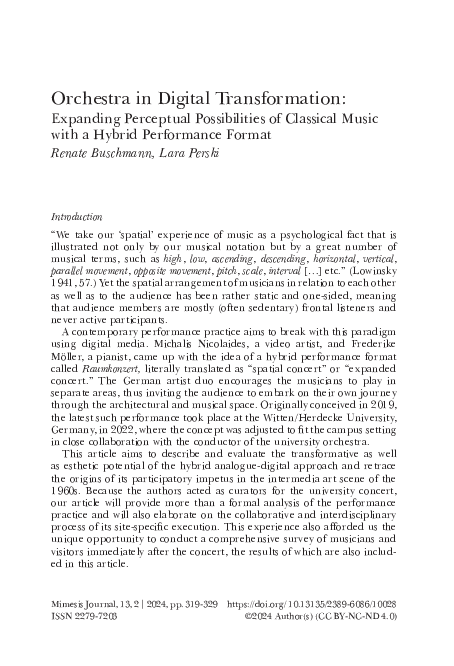(PDF) Orchestra in Digital Transformation: Expanding Perceptual Possibilities of Classical Music ...