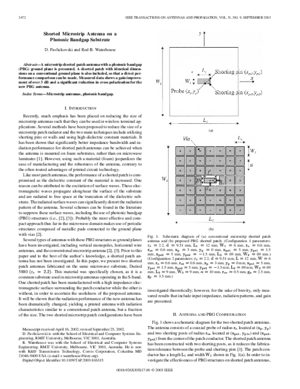 (PDF) Shorted microstrip antenna on a photonic bandgap substrate