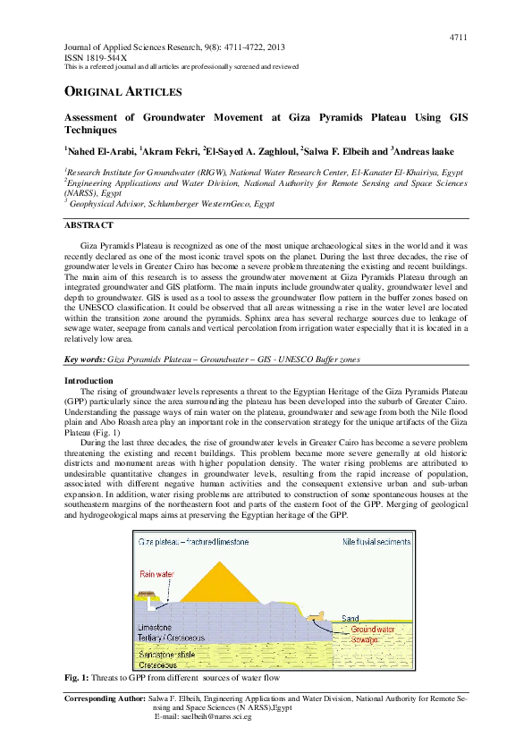 (PDF) ORIGINAL ARTICLES Assessment of Groundwater Movement at Giza ...