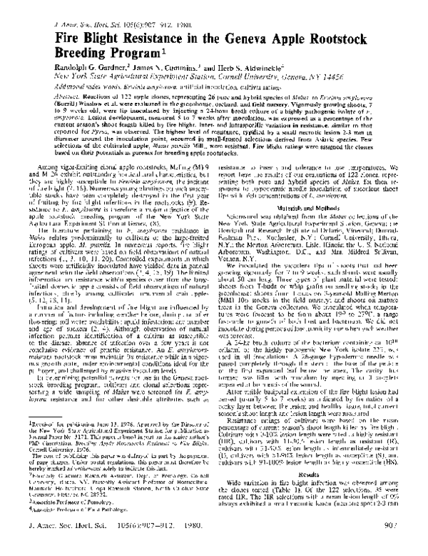 (PDF) Fire Blight Resistance in the Geneva Apple Rootstock Breeding ...