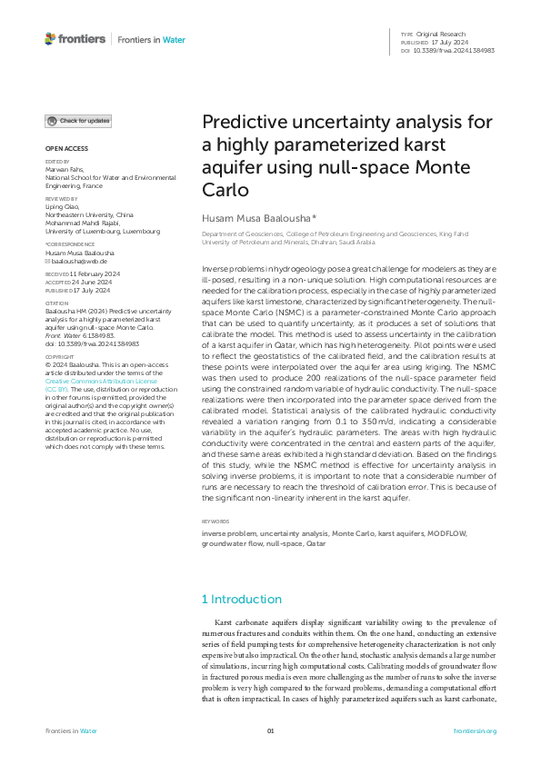 (PDF) Predictive uncertainty analysis using null-space Monte Carlo