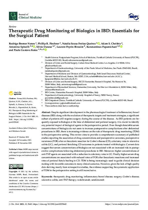 (PDF) Therapeutic Drug Monitoring of Biologics in IBD: Essentials for ...
