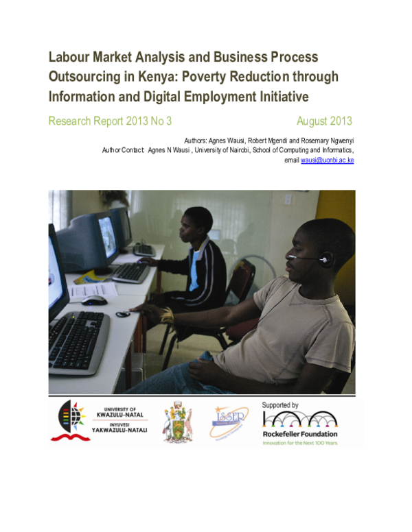 (PDF) Labour Market Analysis and Business Process Outsourcing in Kenya: Poverty Reduction ...