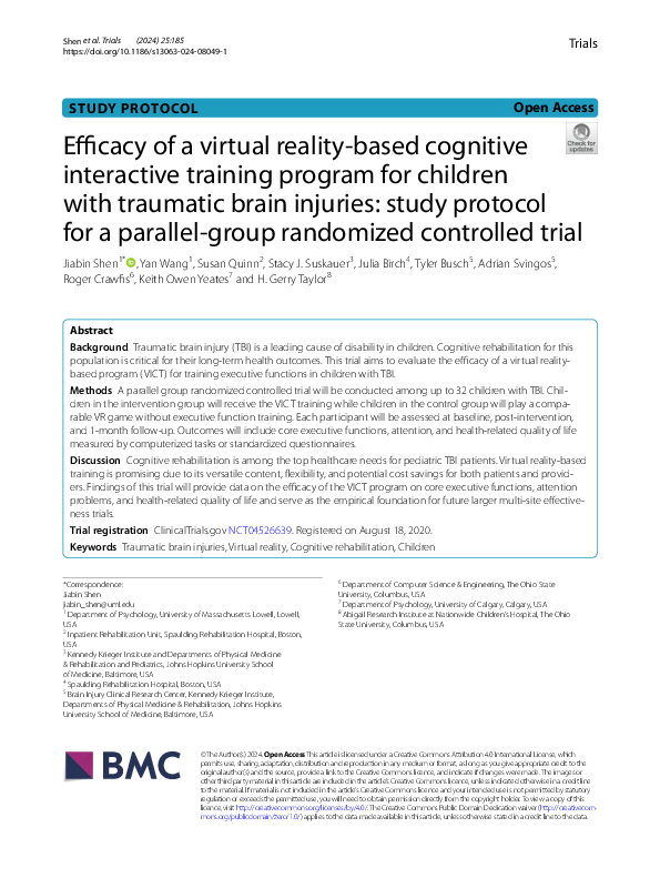 (PDF) Efficacy of a virtual reality-based cognitive interactive training program for children ...