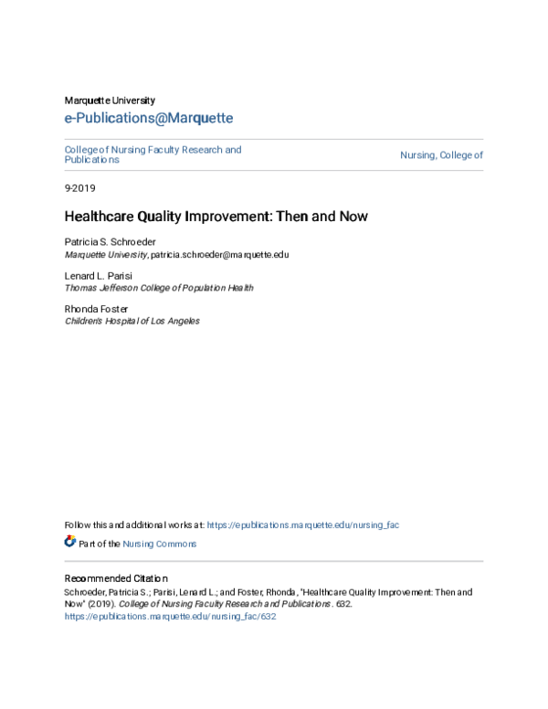 (PDF) Healthcare quality improvement