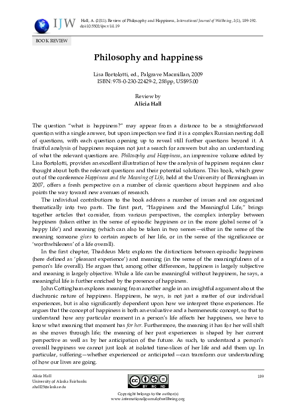 (PDF) Philosophy and happiness