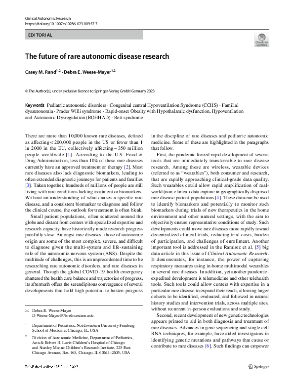 (PDF) The future of rare autonomic disease research