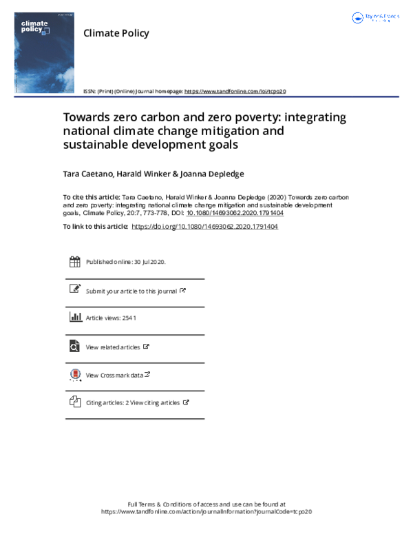 (PDF) Towards zero carbon and zero poverty: integrating national ...