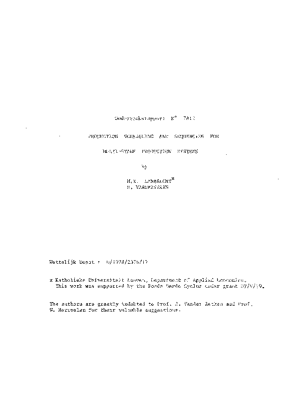 (PDF) Production scheduling and sequencing for multi-stage production systems