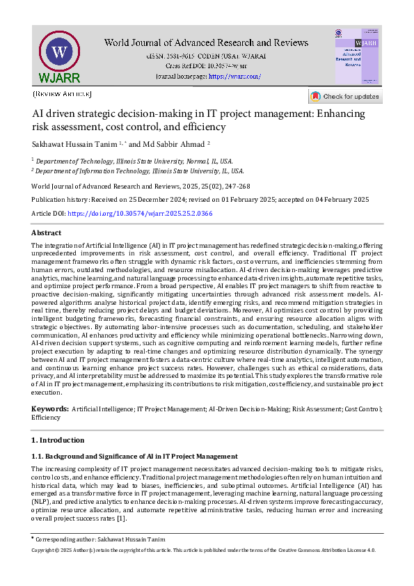 (PDF) AI driven strategic decision-making in IT project management ...